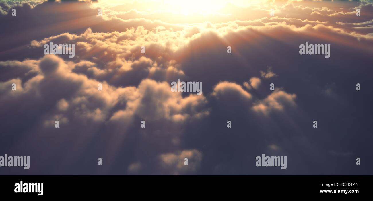 above clouds sunset god ray light sun Stock Photo - Alamy