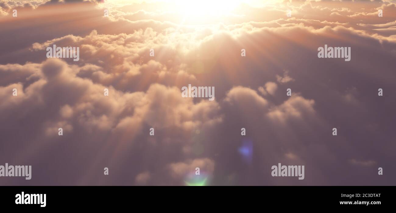 above clouds sunset god ray light sun Stock Photo - Alamy