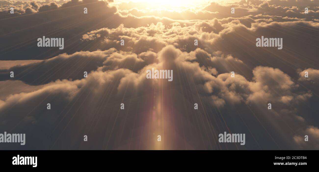 above clouds sunset god ray light sun Stock Photo - Alamy
