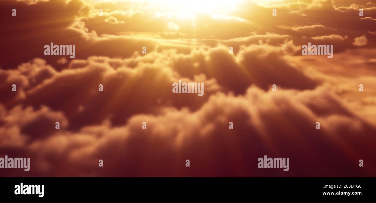 above clouds sunset god ray light sun Stock Photo - Alamy