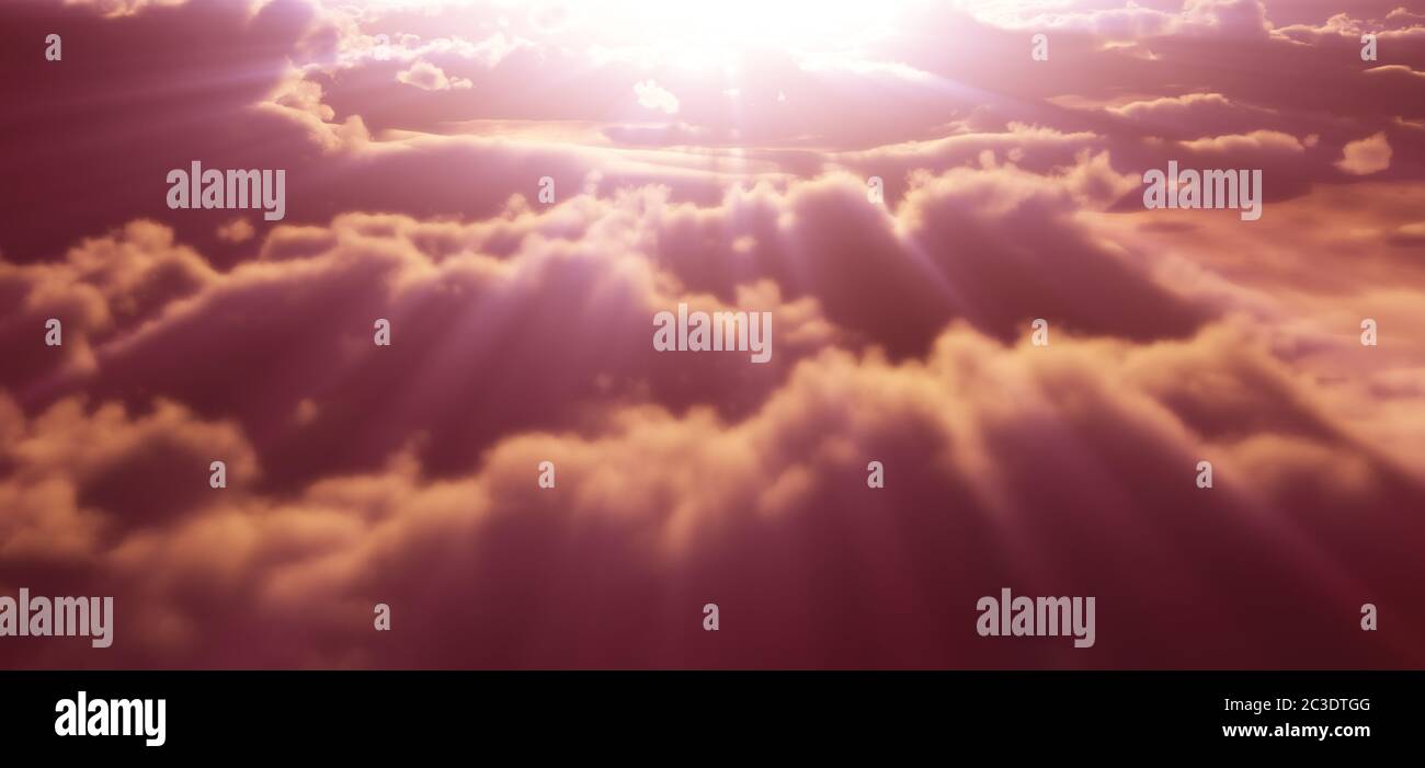 above clouds sunset god ray light sun Stock Photo - Alamy
