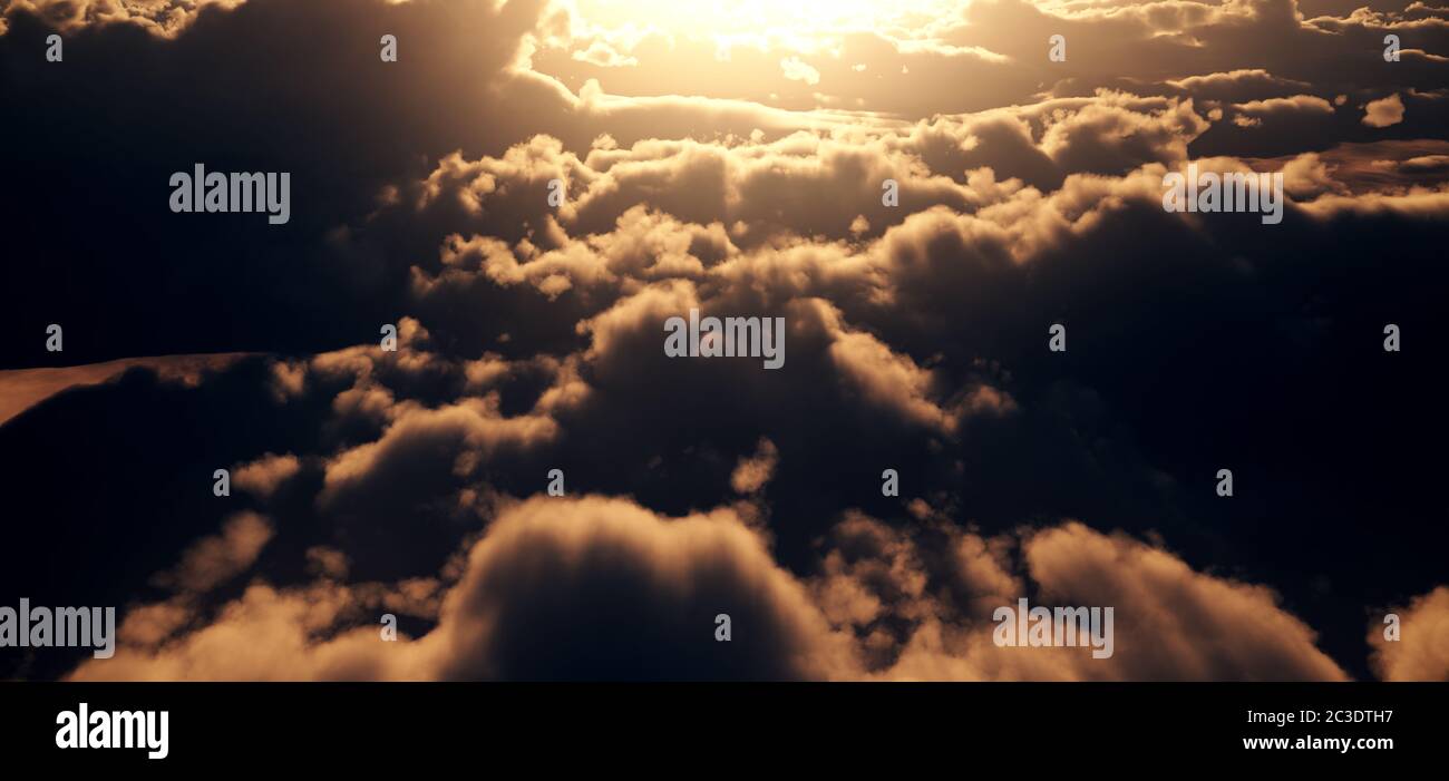 above clouds sunset god ray light sun Stock Photo - Alamy