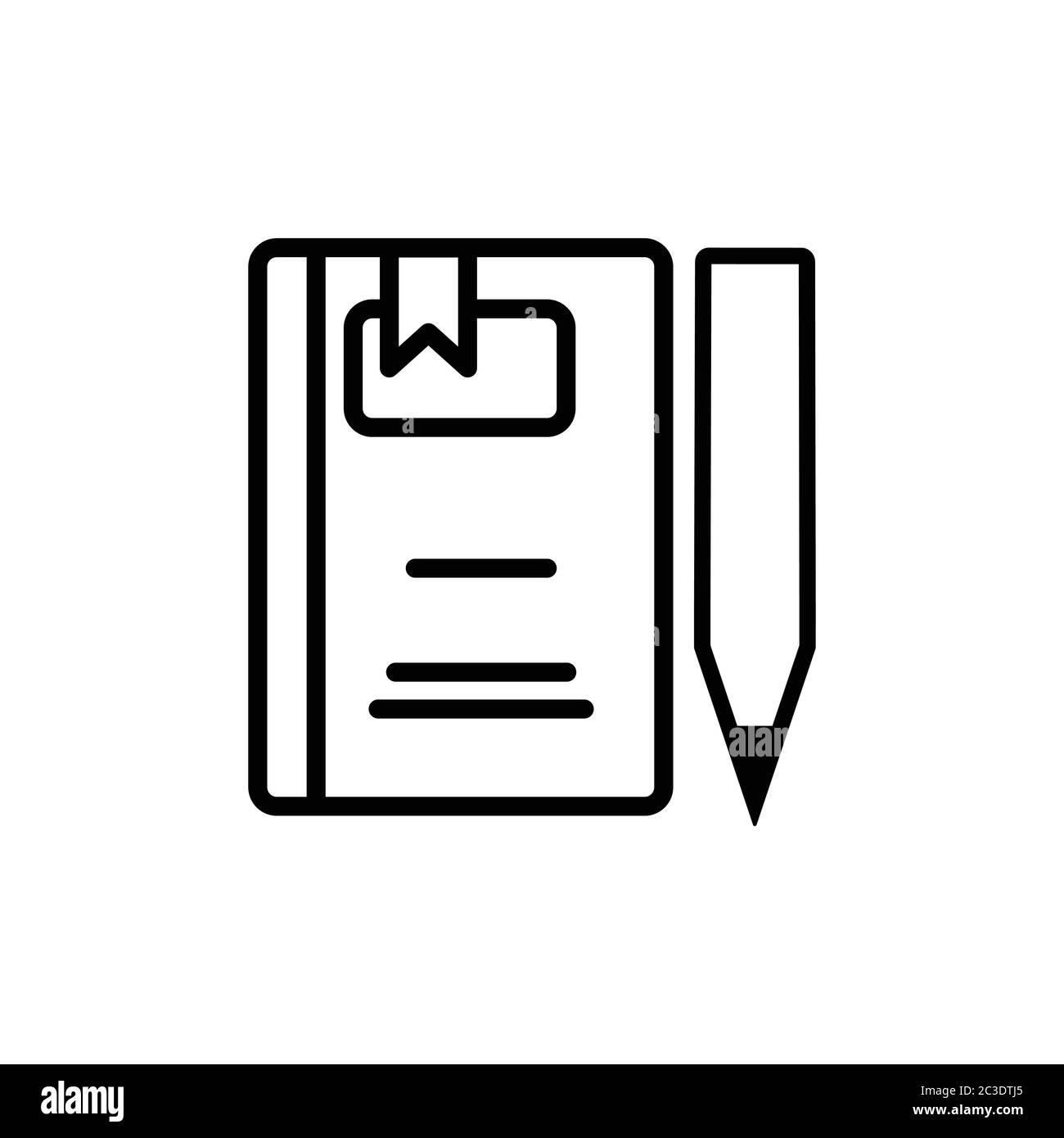 Writing Symbols, Book Line And Pencil Icons. Design Template Vector