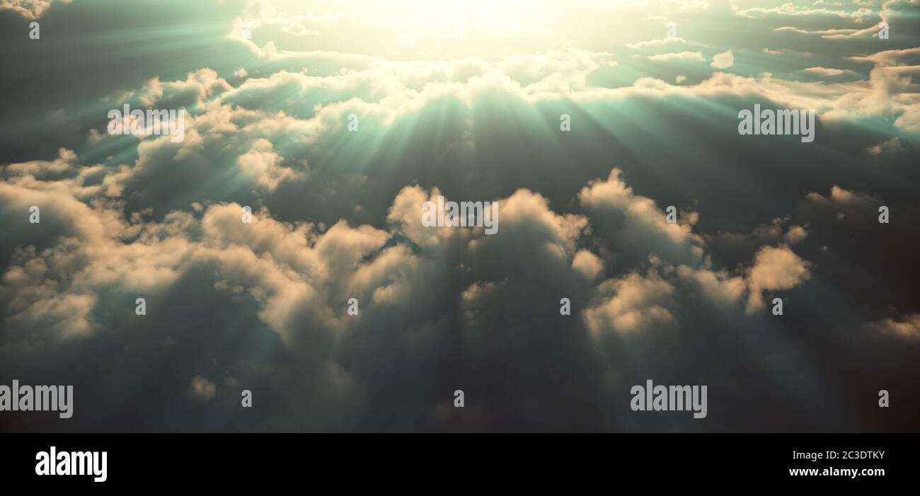 above clouds sunset god ray light sun Stock Photo - Alamy