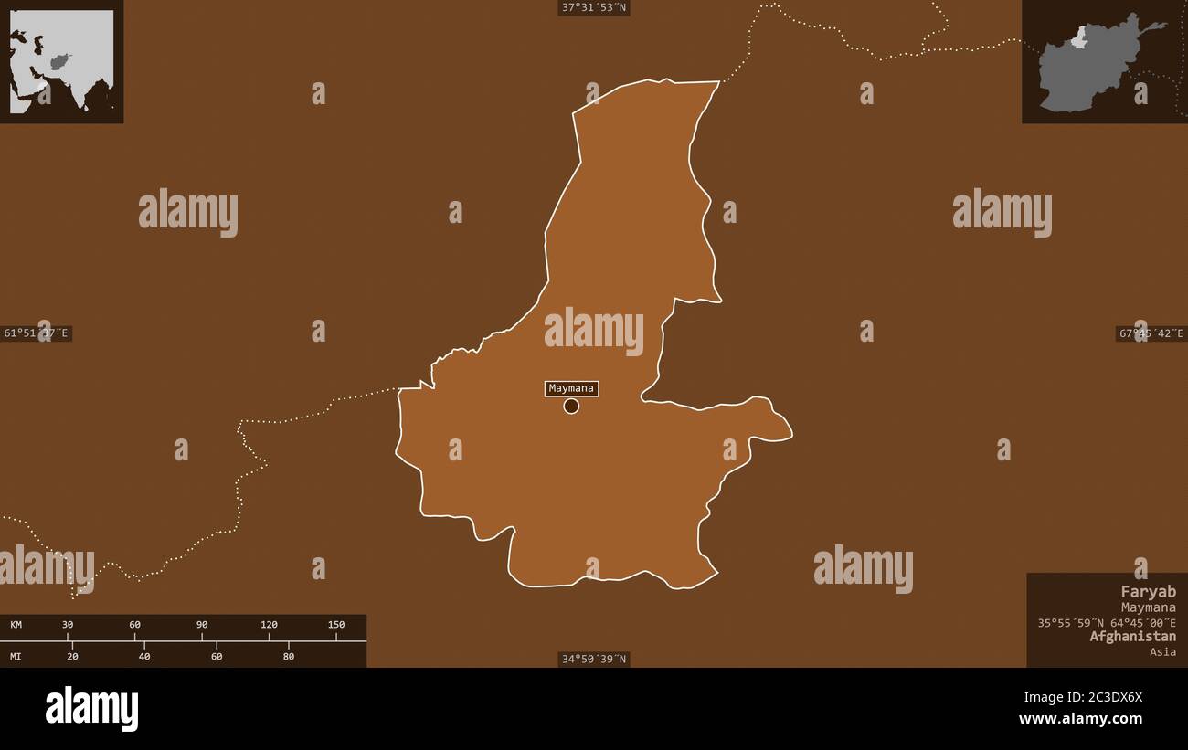 Faryab, province of Afghanistan. Patterned solids with lakes and rivers ...