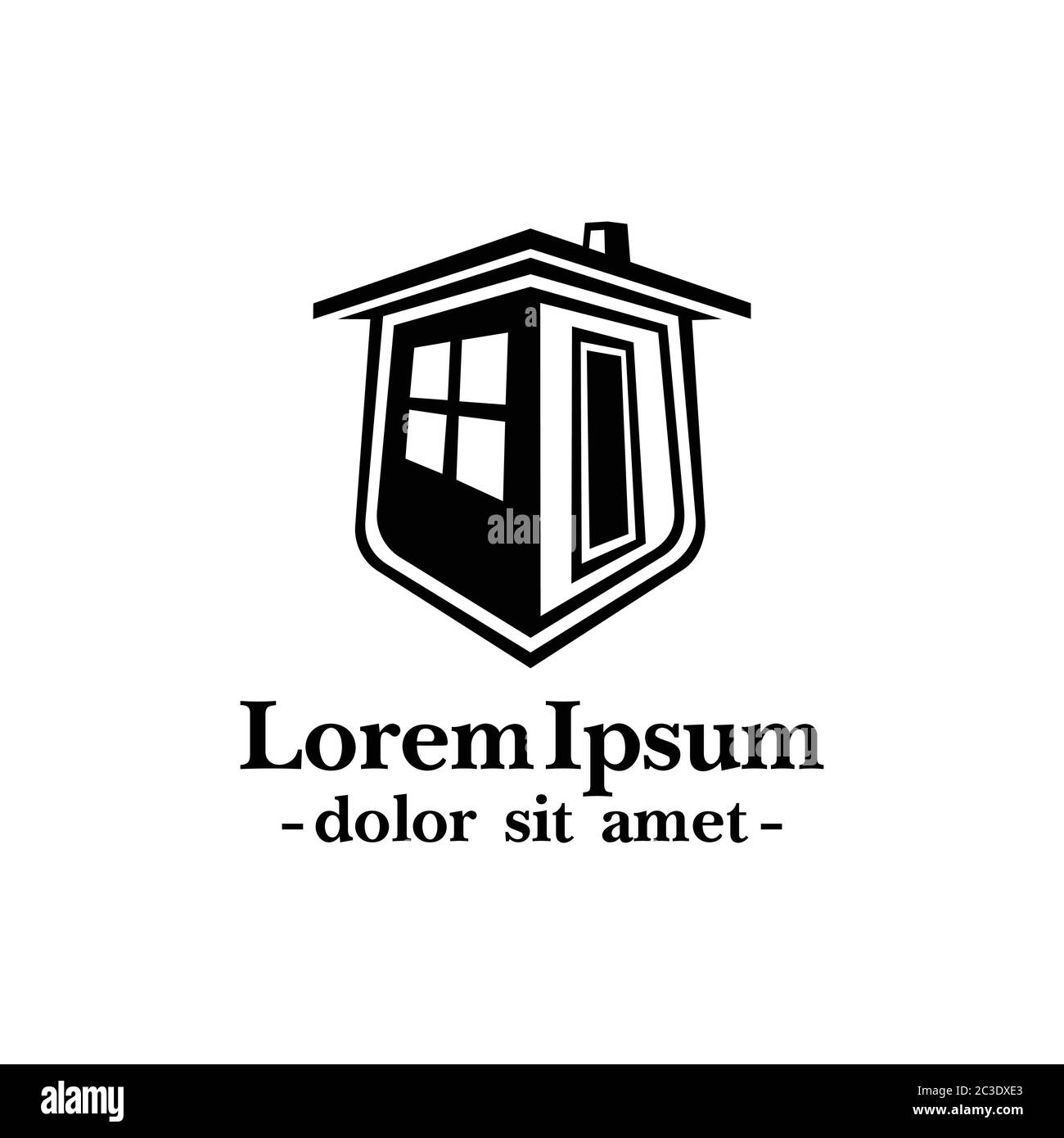 Shield house logo design. Real estate design template. Vector and ...