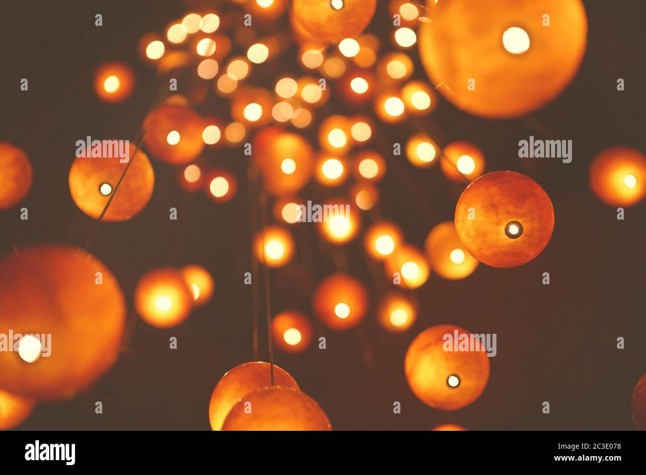Abstract background with glowing lanterns Stock Photo - Alamy
