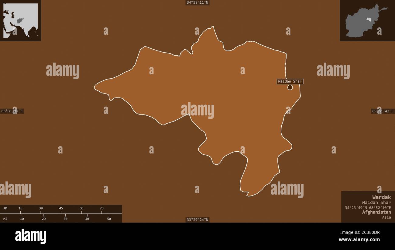 Wardak, province of Afghanistan. Patterned solids with lakes and rivers ...