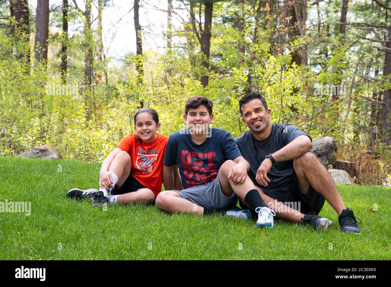 Puerto Rican graphic designer David Torres and his two children at home ...