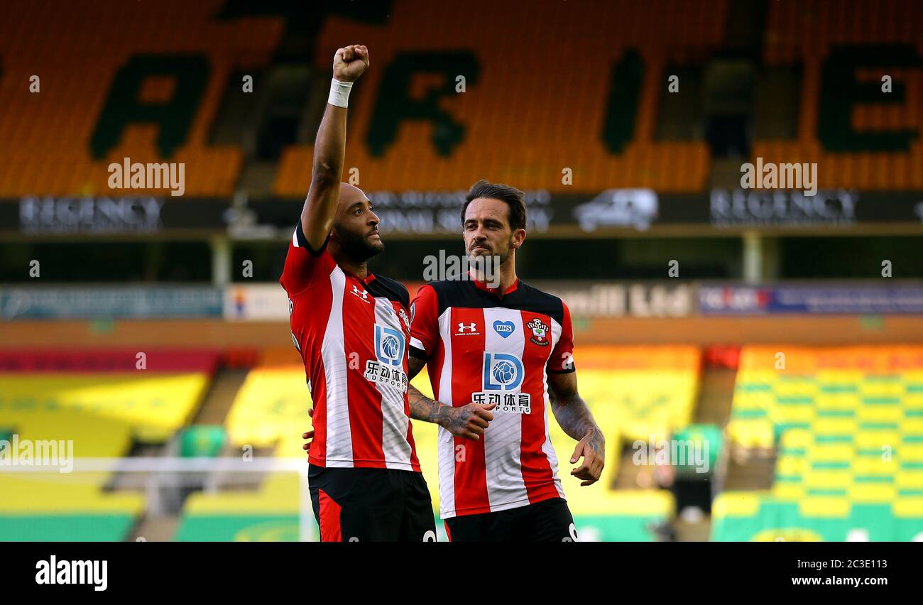 Southampton's Nathan Redmond celebrates scoring his side's third goal ...