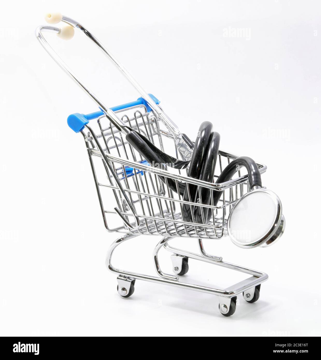 stethoscope on a shopping cart symbol of health care spending on the ...