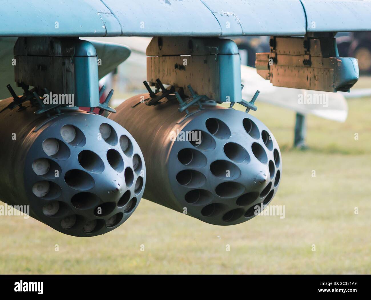 army military rocket launcher on the wing of an airplane Stock Photo ...