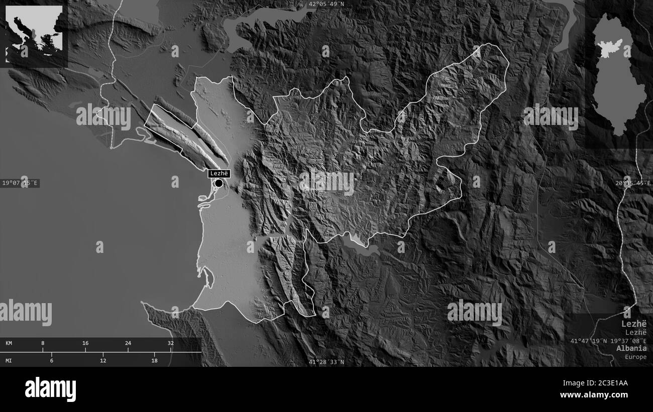 Lezhe outline map hi-res stock photography and images - Alamy