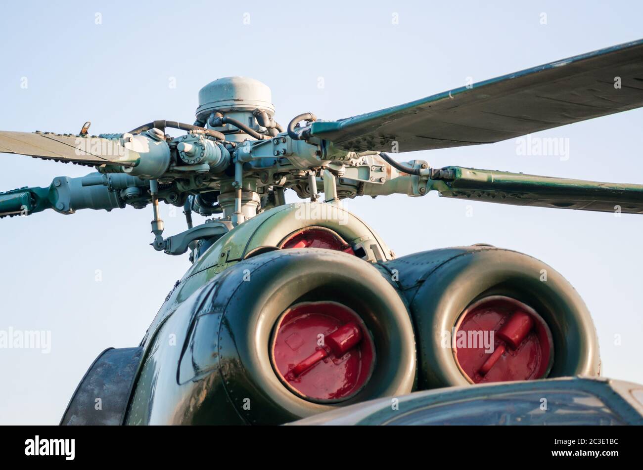 engine with helicopter propeller blades close up Stock Photo - Alamy