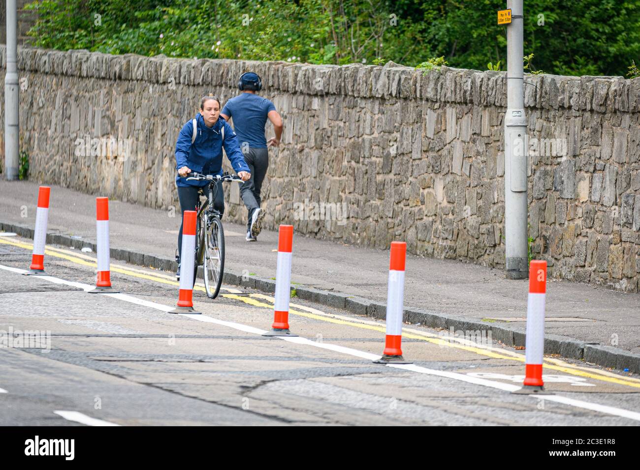 Fri 19 June 2020. Cyclists in Edinburgh, Scotland, using the newly ...