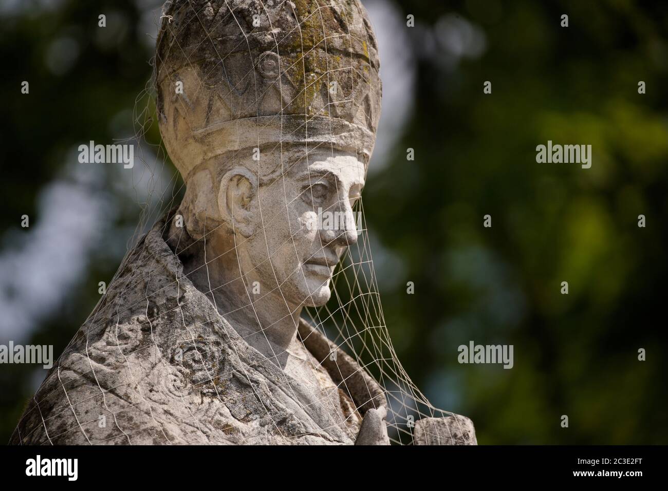 Detail of a sculpture of a saint is seen in front of the St Andrew the ...