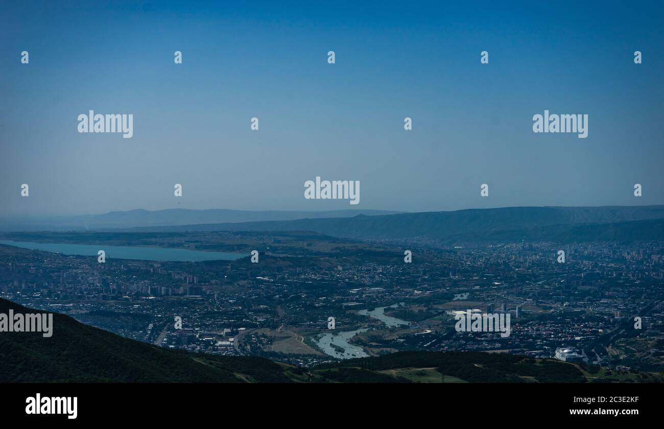View to georgian capital city Tbilisi from the famous medieval ...