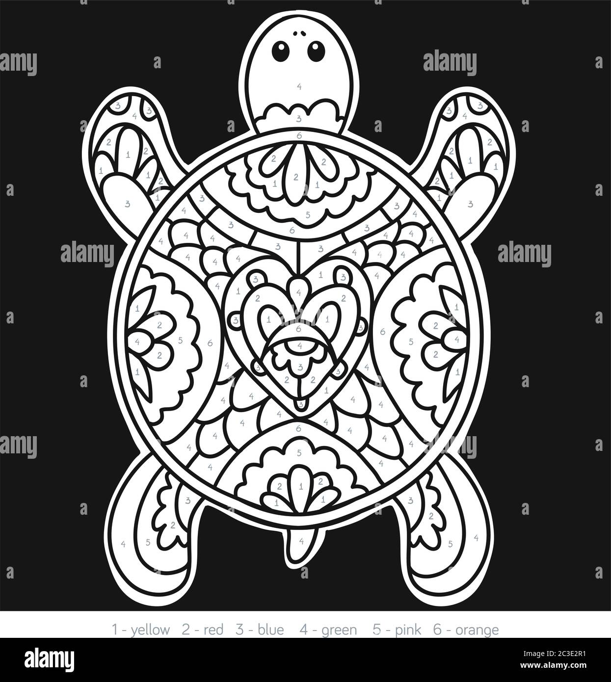 Color by number, education game for children, Turtle Stock Vector Image ...