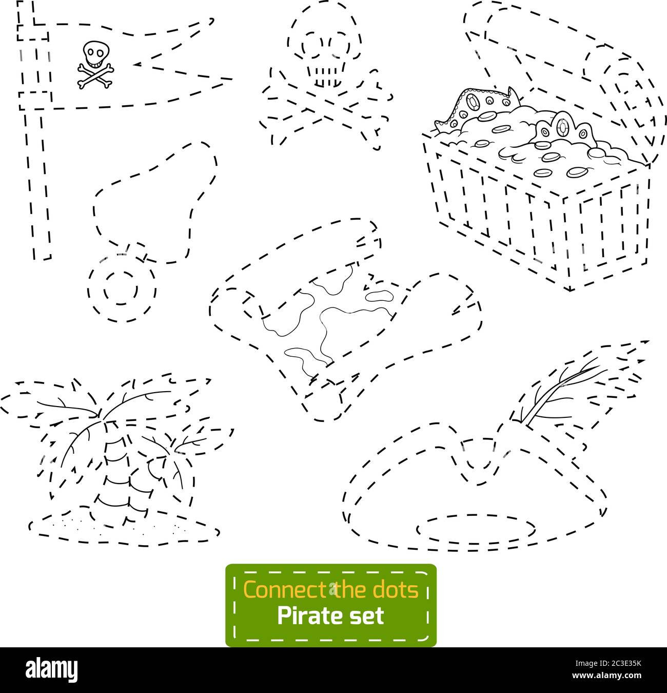 Connect the dots, education game for children. Vector cartoon pirate ...