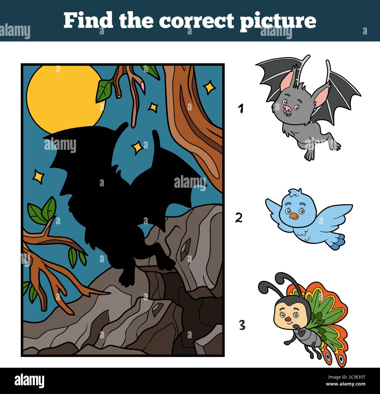 Find the correct picture by shadow, education game for children ...