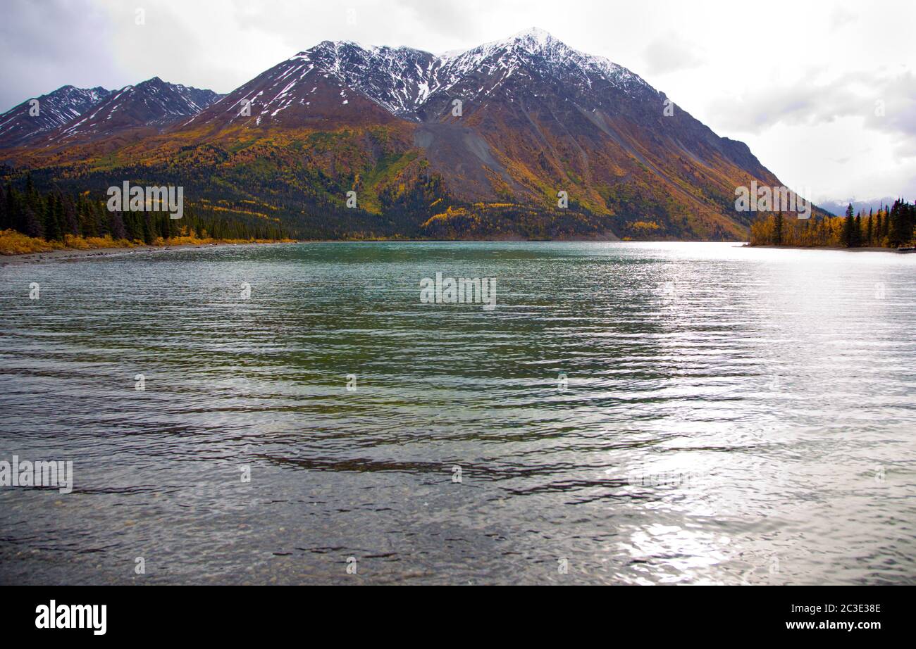 Autumn view of Kathleen Lake and the mountain, home to the King's ...