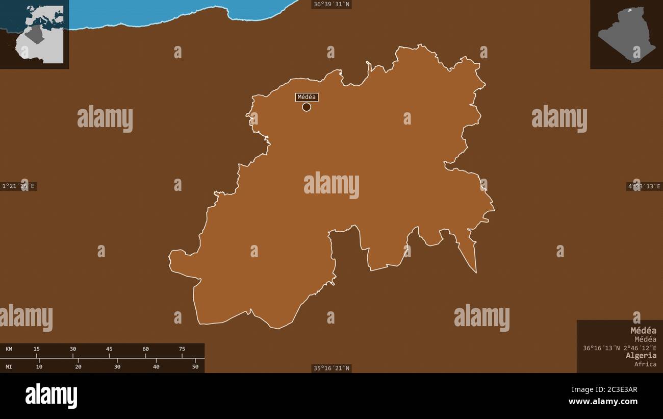 Médéa, province of Algeria. Patterned solids with lakes and rivers ...