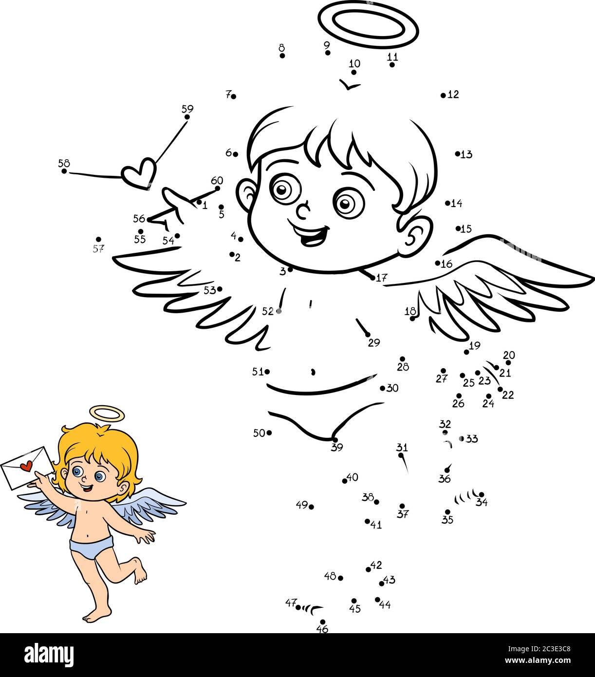 Numbers game, education dot to dot game for children, Angel Stock ...