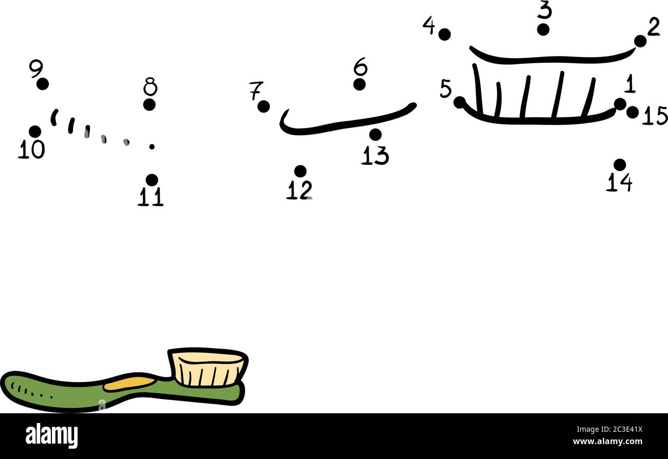 Numbers game, education dot to dot game for children, Toothbrush Stock ...