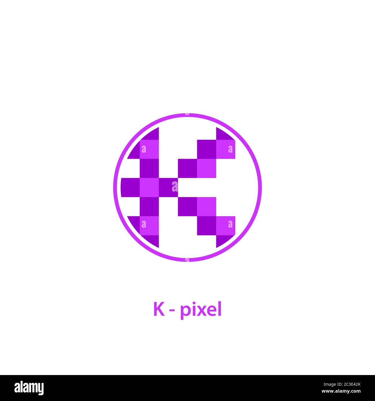 Initial letter K logo, pixel art design concept, isolated on white ...