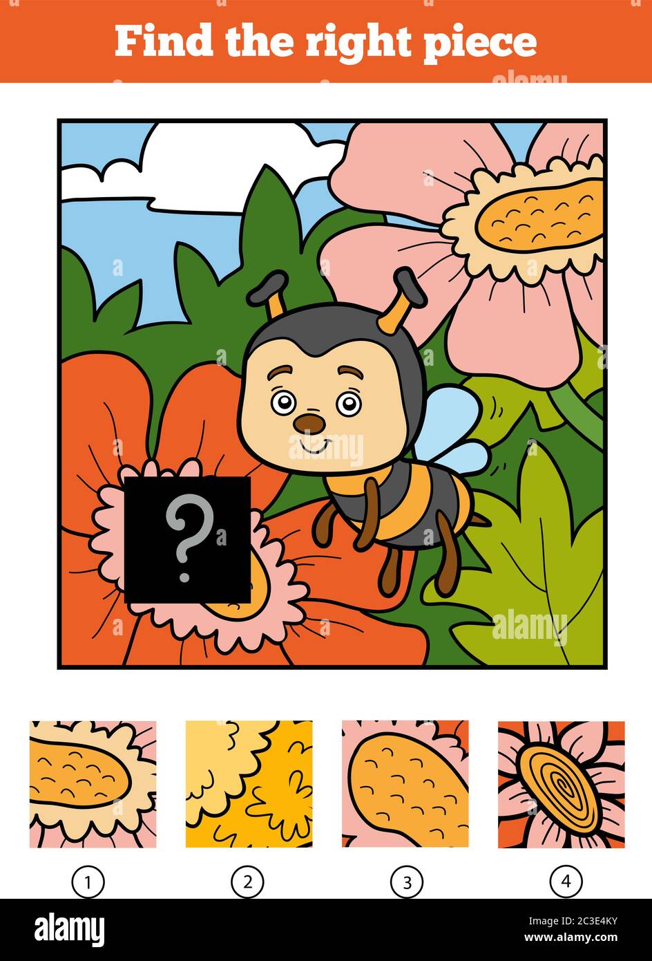 Find the right piece, jigsaw puzzle game for children. Bee and ...
