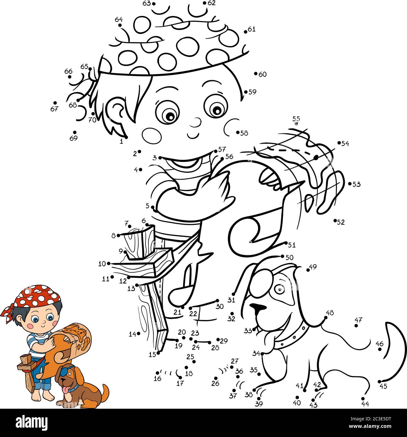 Numbers game, education dot to dot game for children, Pirate Stock ...