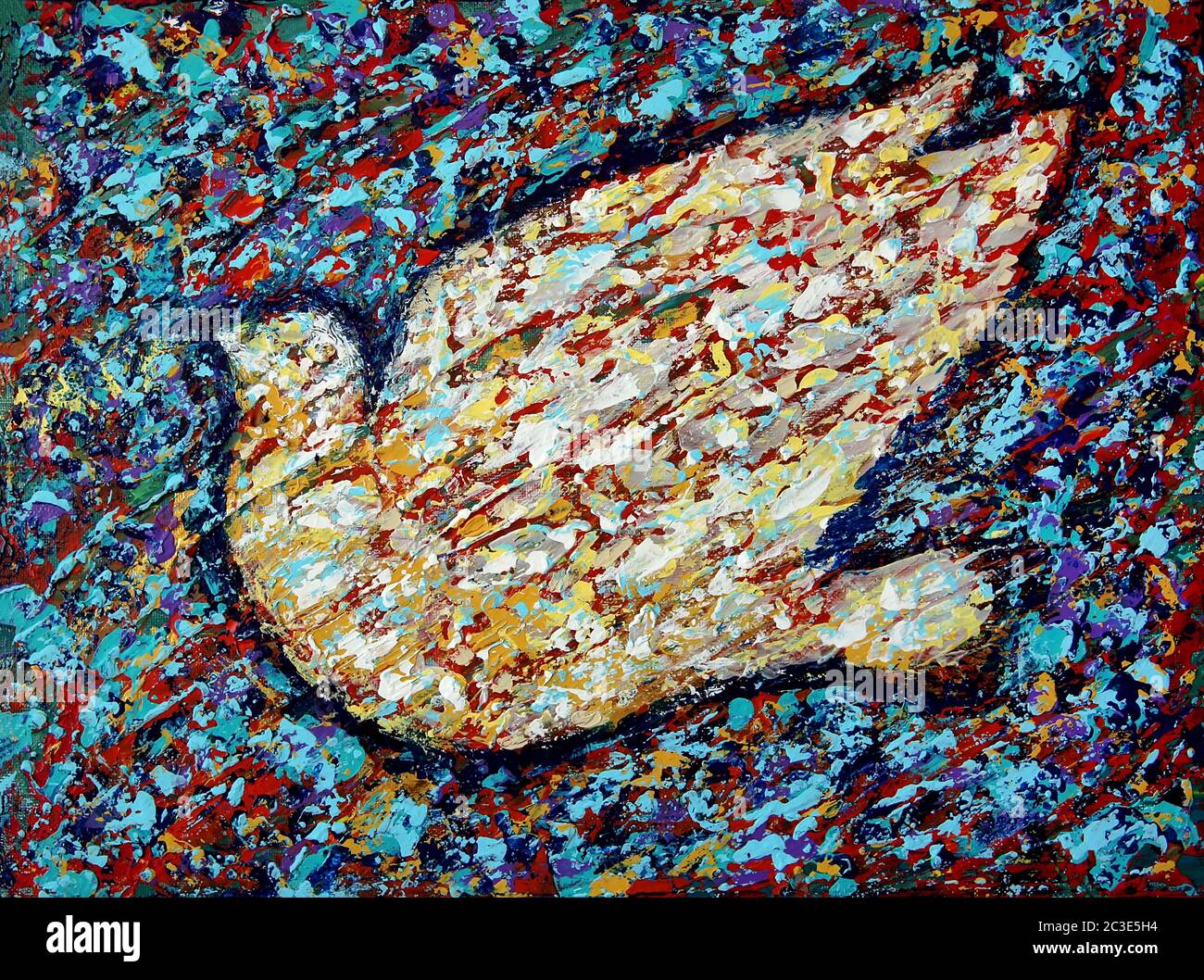 Abstract art painting of a dove painted by acrylic Stock Photo - Alamy