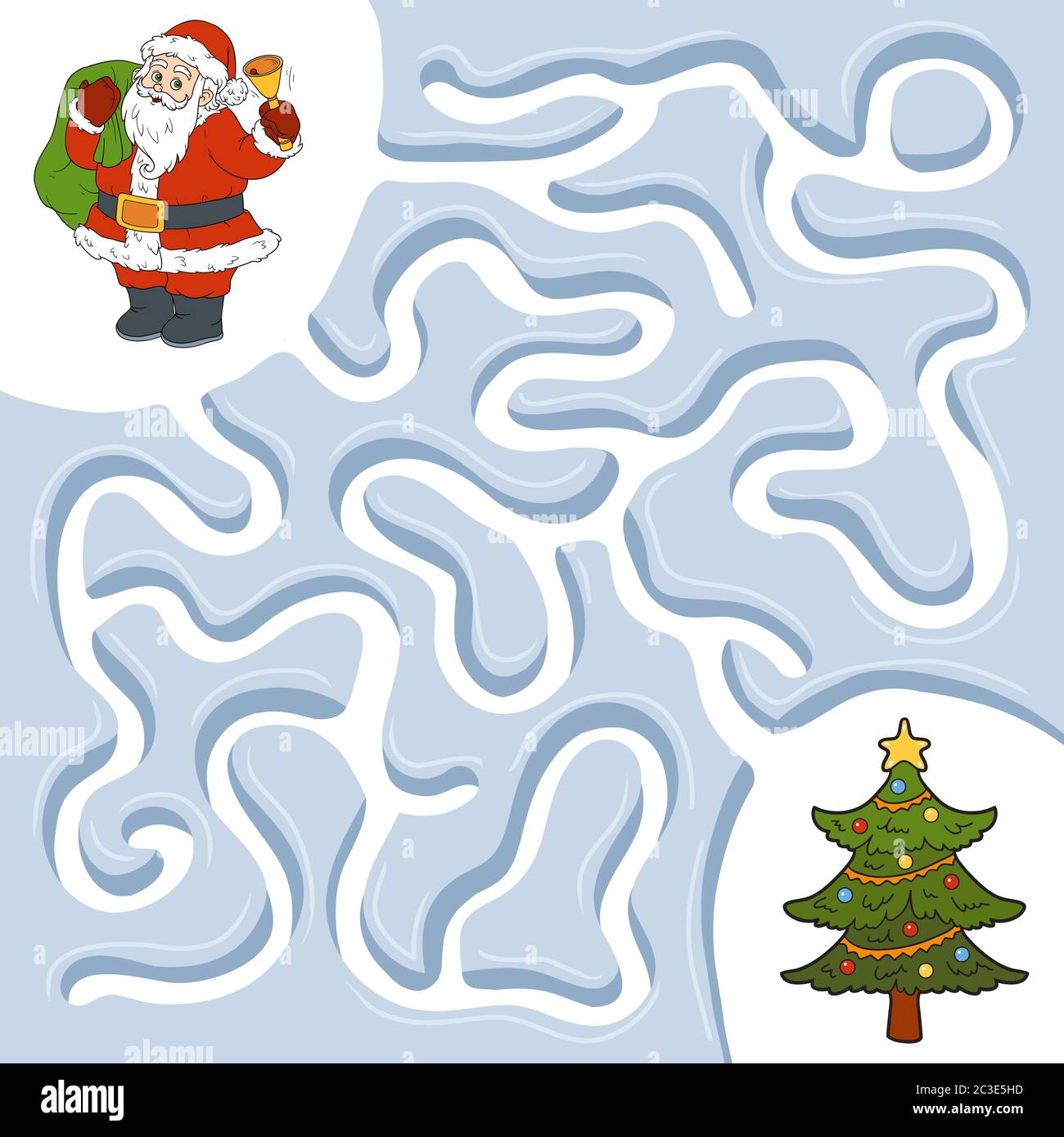 Winter maze game for children, Santa Claus and Christmas tree Stock ...