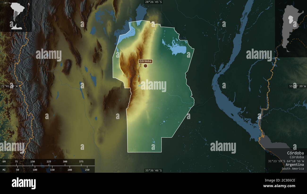 Argentina relief map border hi-res stock photography and images - Alamy