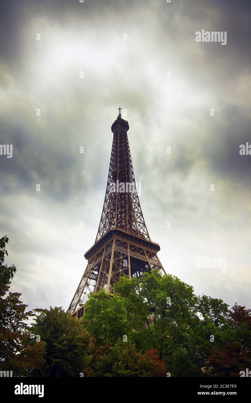 Eiffel tower paris angled hi-res stock photography and images - Alamy