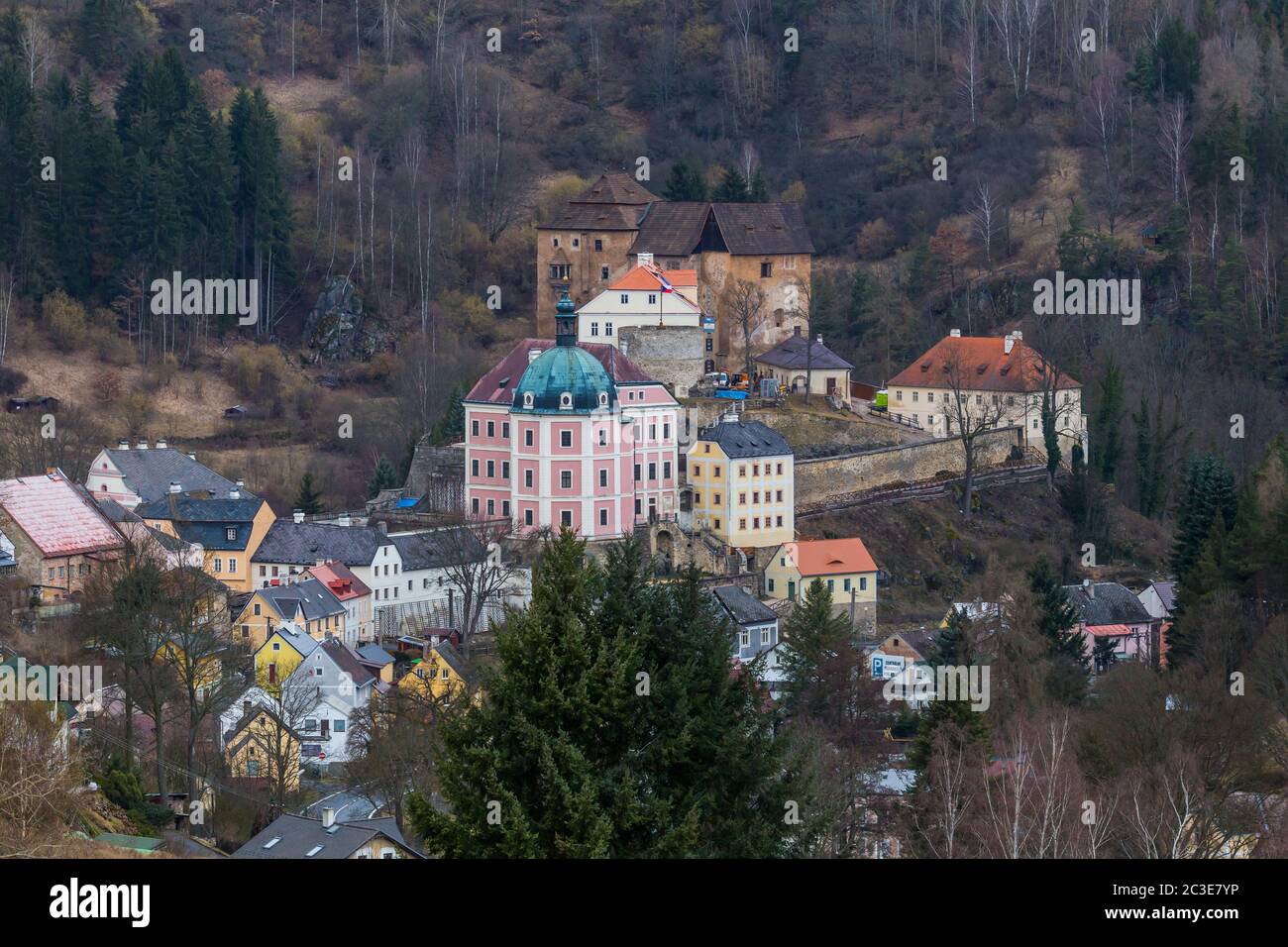 Deep valley with castle Stock Photo - Alamy
