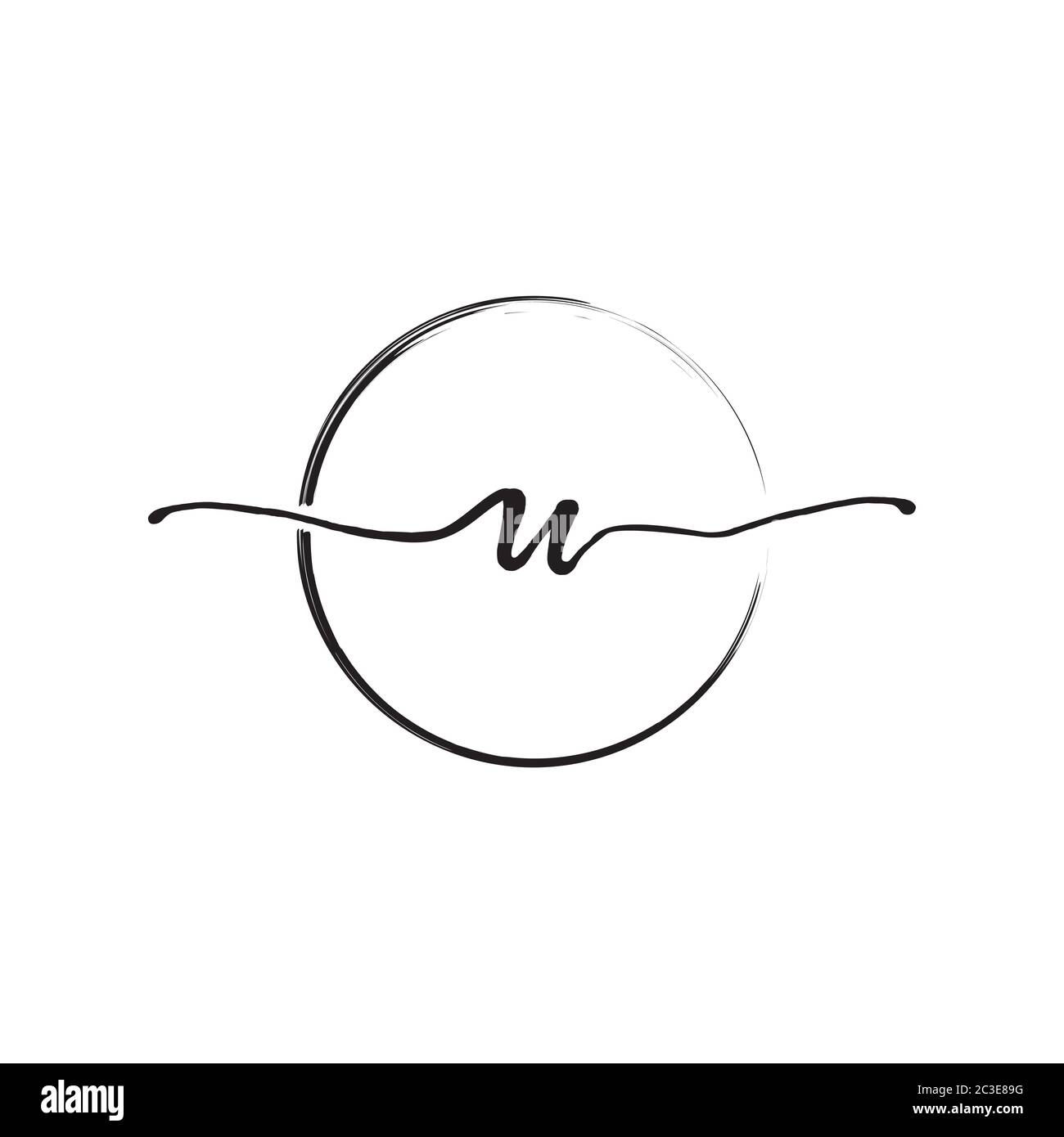 letter U lowercase handwriting wiith circle brush design vector Stock ...