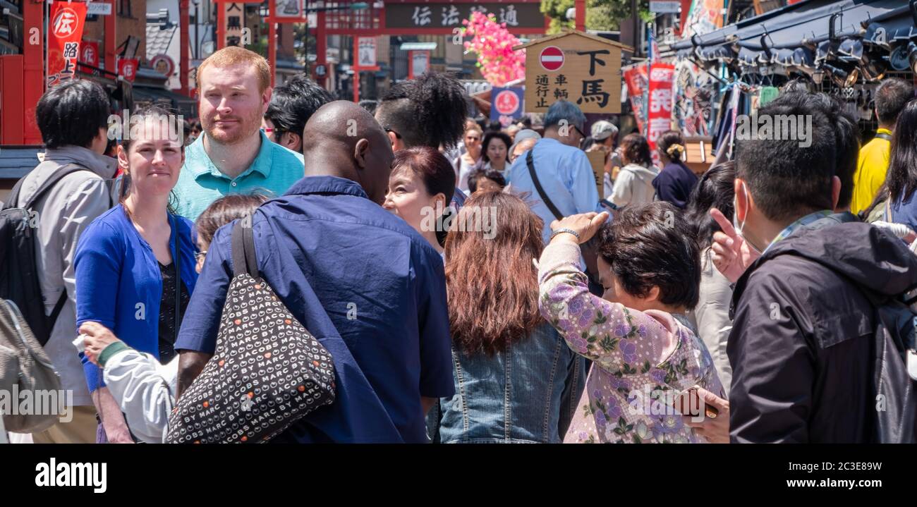 Tourists crowd at Asakusa Street, Tokyo, Japan Stock Photo - Alamy