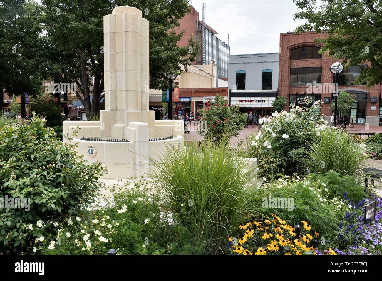 Fountain and gardens outside the Boulder County Courthouse in the ...
