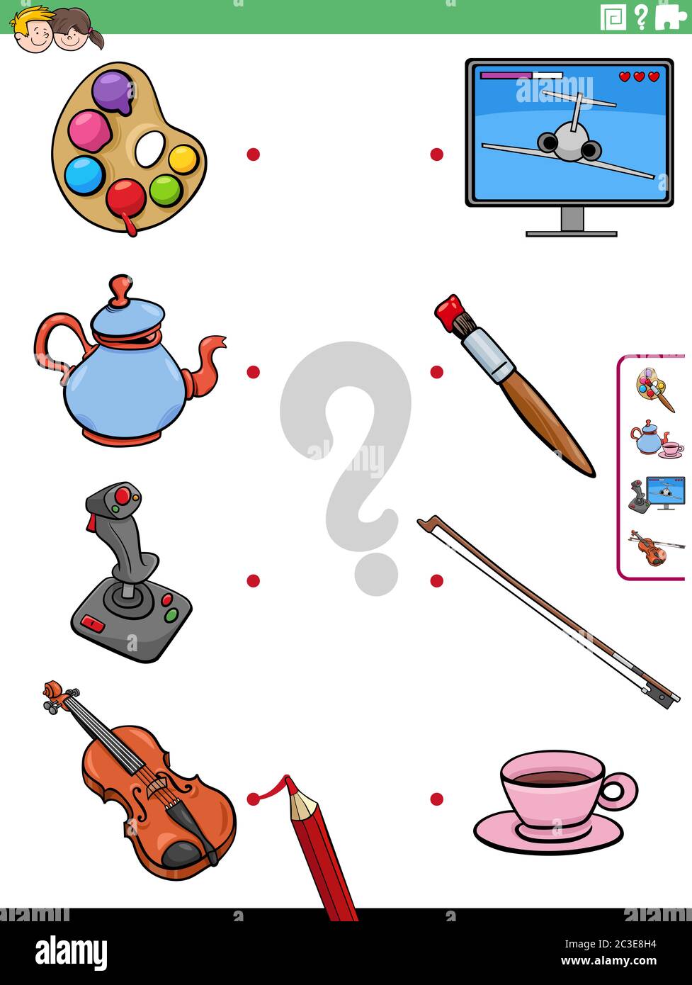 match objects educational game for children Stock Photo - Alamy