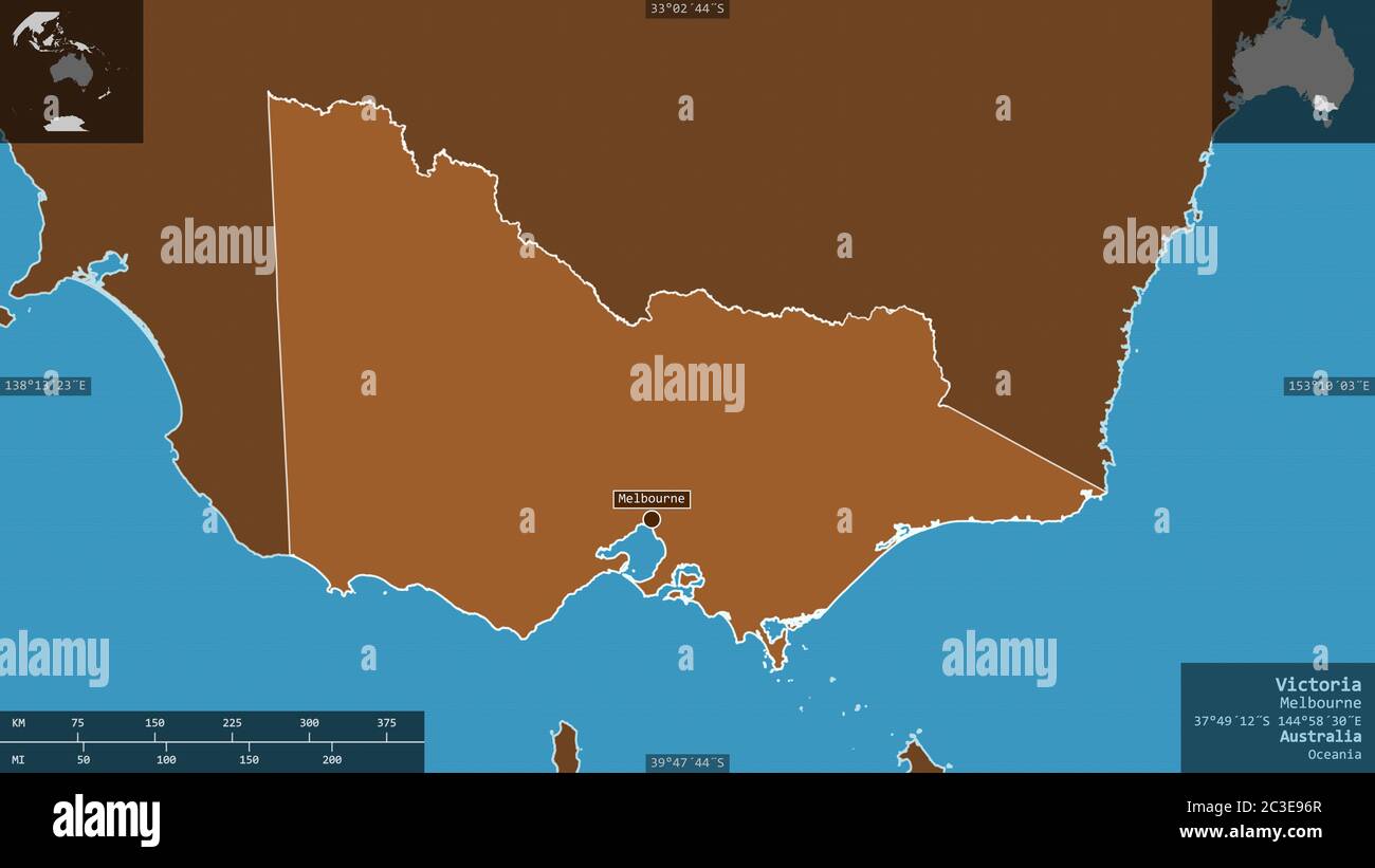 Victoria, state of Australia. Patterned solids with lakes and rivers ...