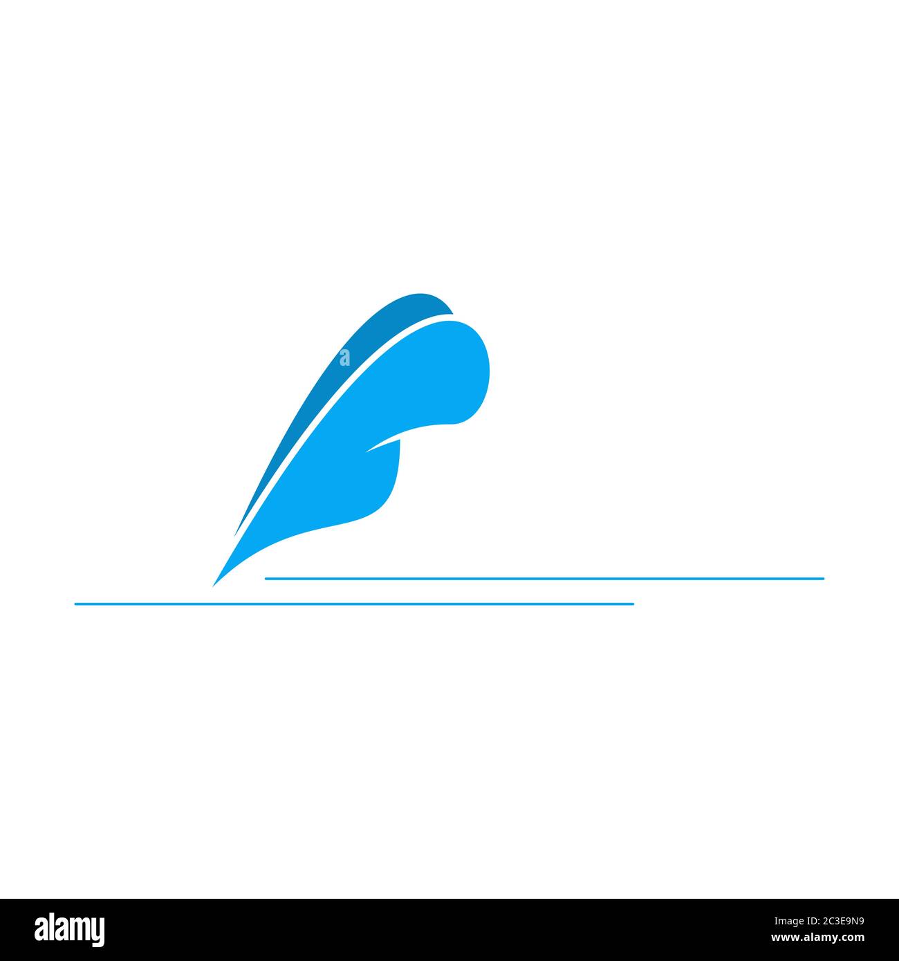 Vector illustration of a feather pen design concept, isolated on white ...