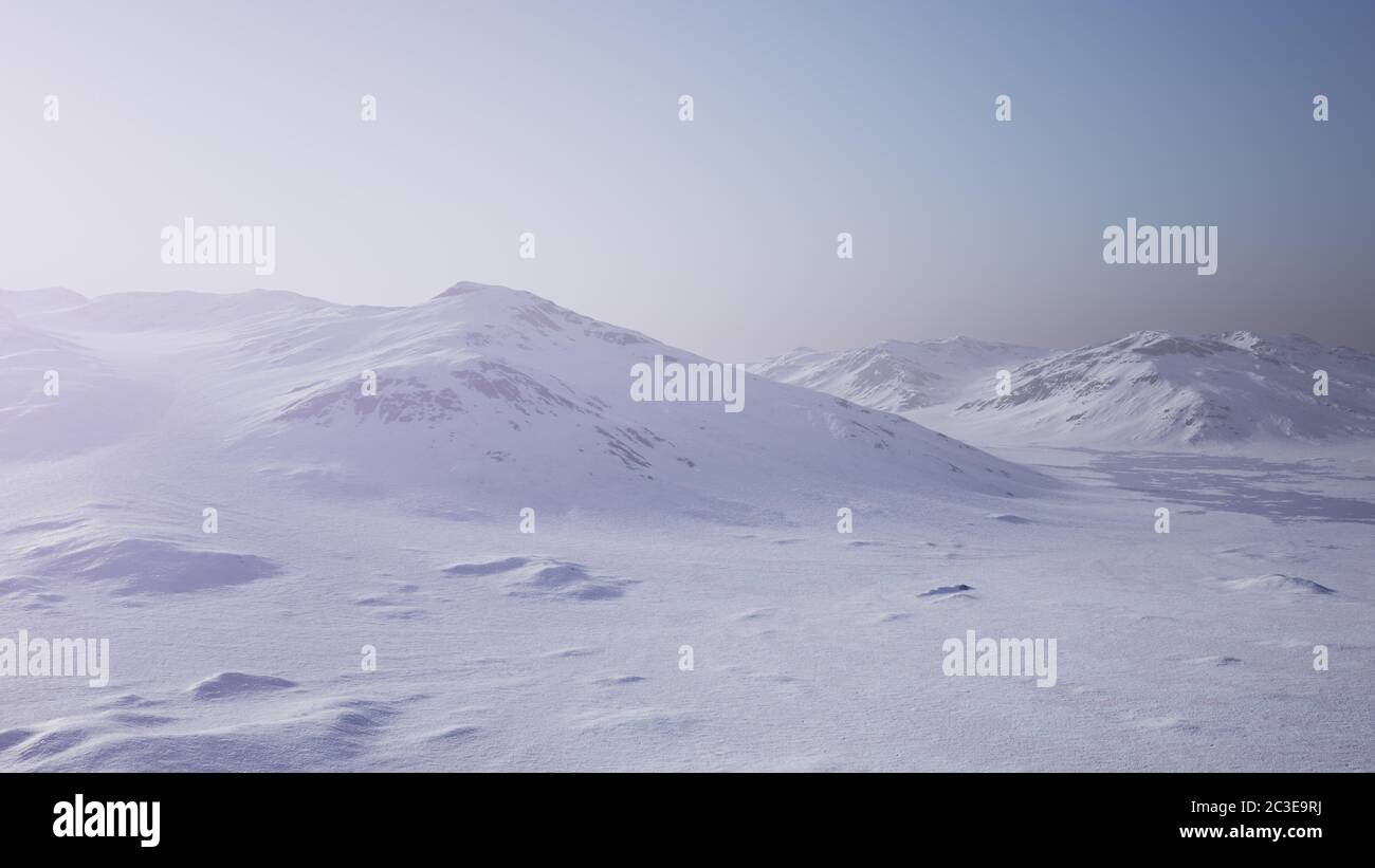 Aerial Landscape of snowy mountains and icy shores in Antarctica Stock ...