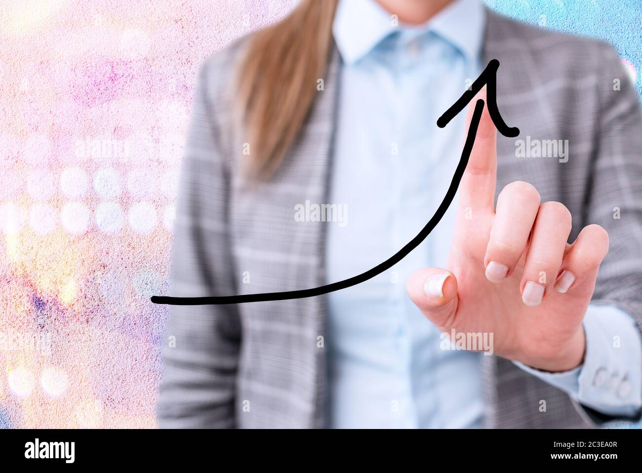 Digital Arrowhead Curve Rising Upward Denoting Growth Development ...