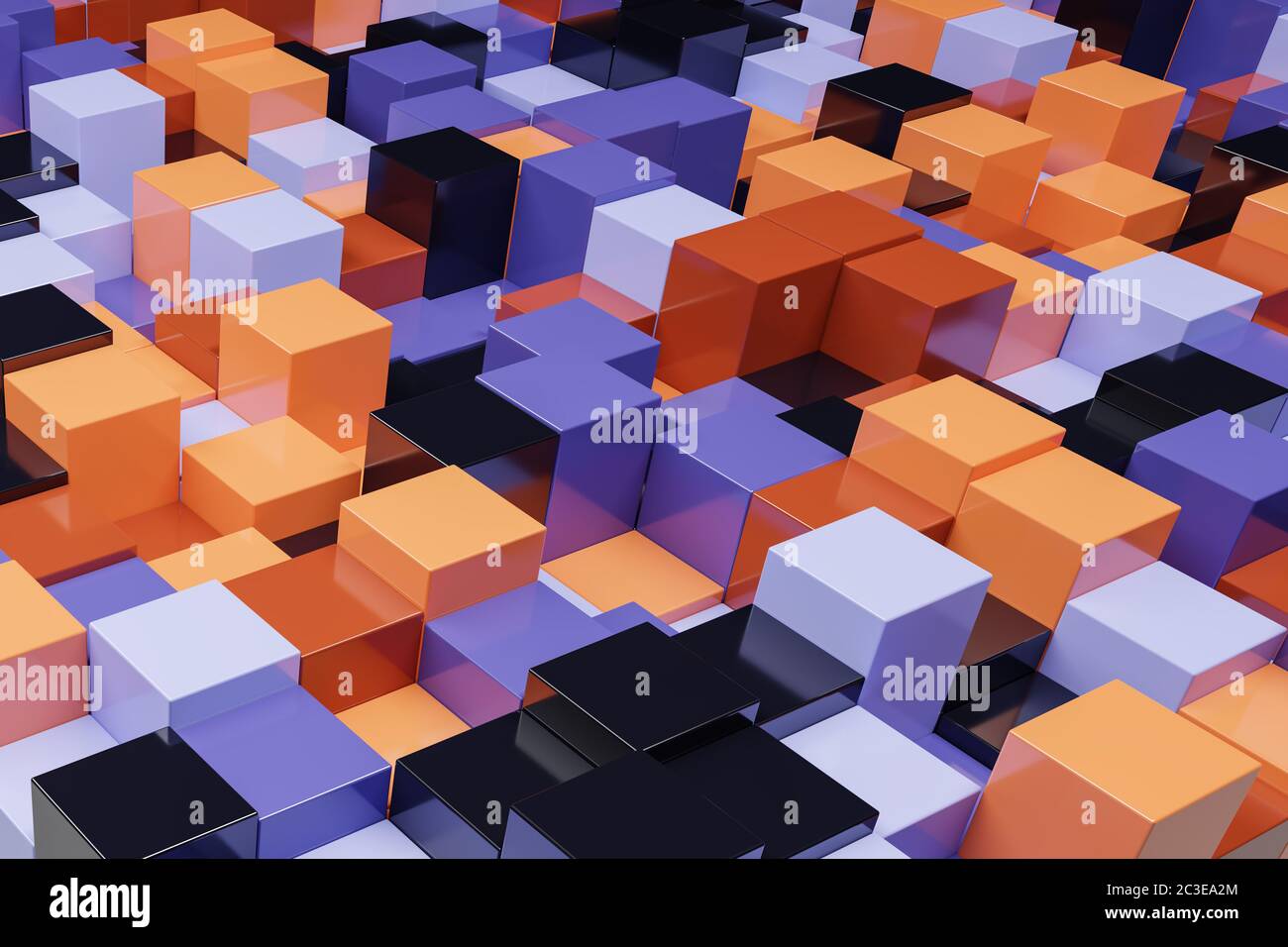 Colored Cubes in a orange purple light blue dark grey color scheme ...