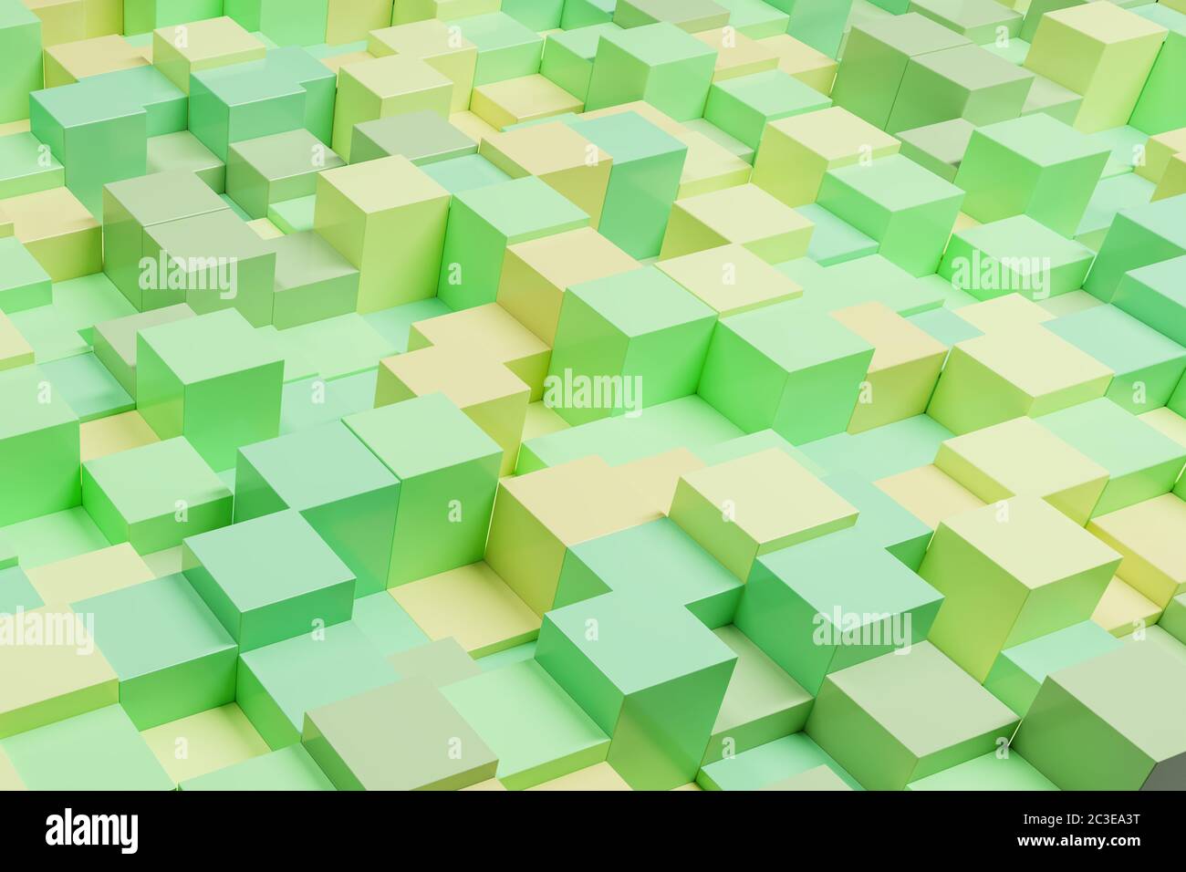 Colored cubes in a green yellow pastel style color scheme Stock Photo ...