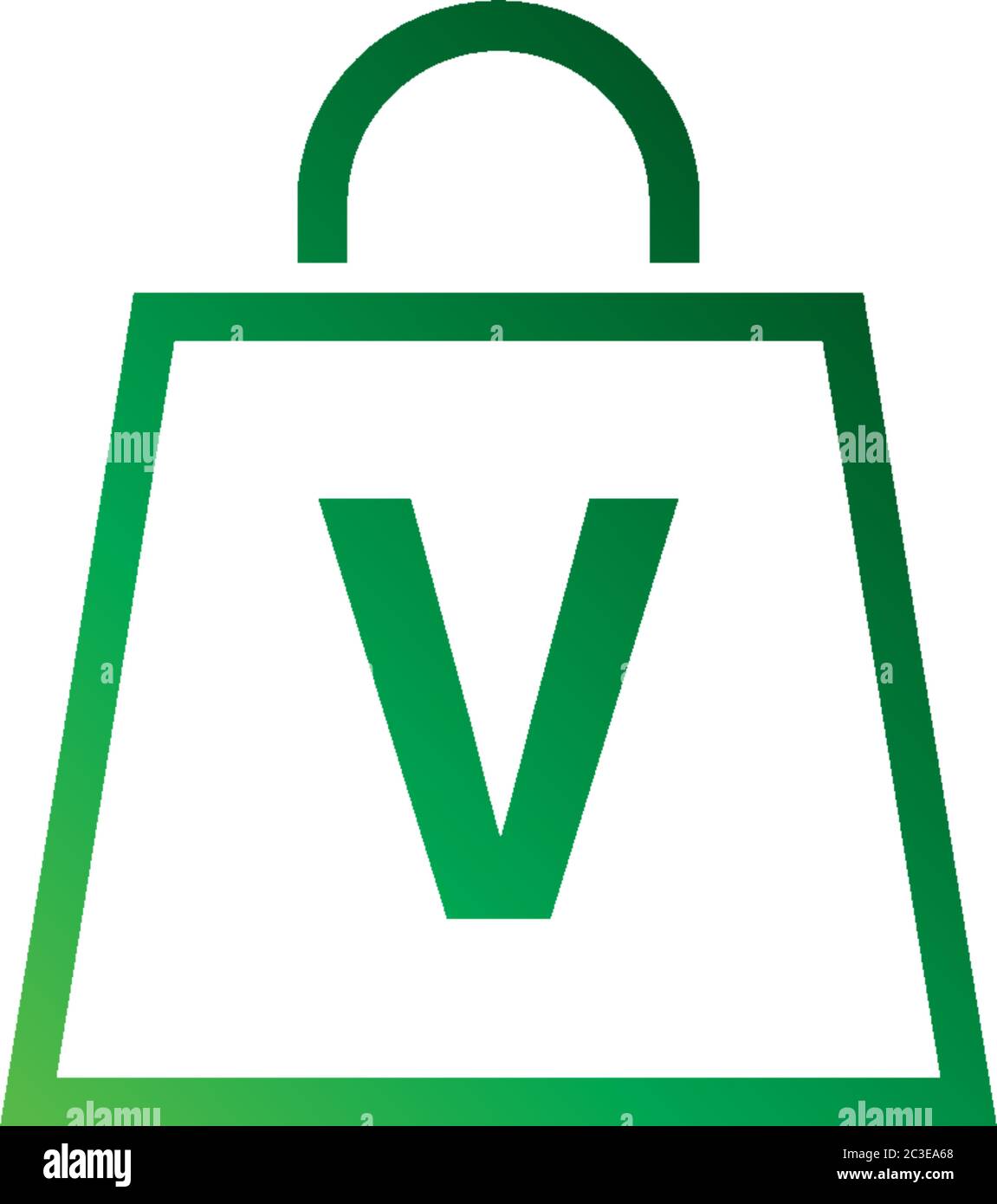 Letter V on shopping bag. Abstract shopping logo. Online shop logo ...