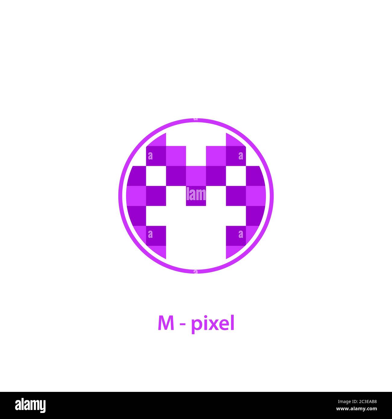Initial letter M logo, pixel art design concept, isolated on white ...