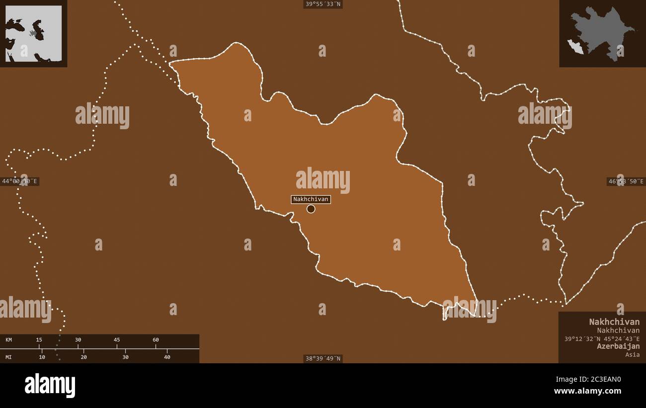 Nakhchivan, region of Azerbaijan. Patterned solids with lakes and ...