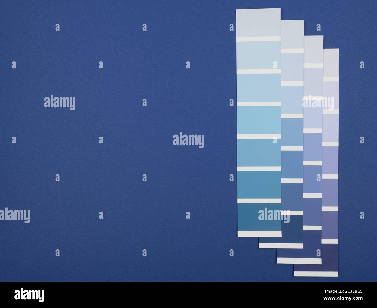 Palette of blue colors. Vivid shades. Blue background. The view from ...